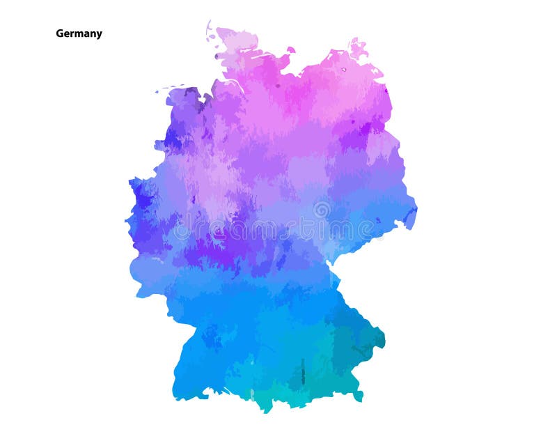 Colourful Watercolour Map Design of Country Germany Isolated on White ...
