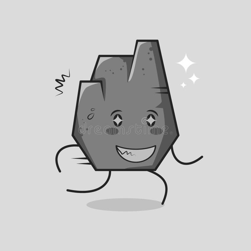Cute Stone Cartoon with Happy Expression, Sparkling Eyes, Run and ...