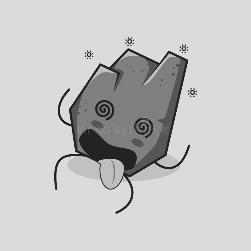 Cute Stone Cartoon with Dizzy Expression, Rolling Eyes, Lie Down and ...