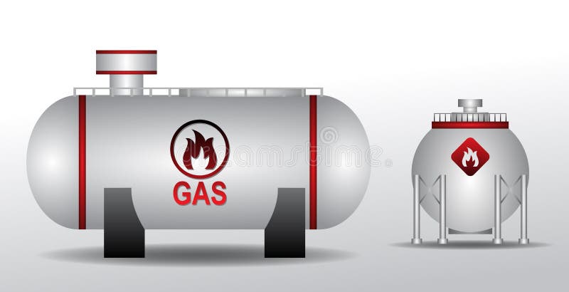Gas and Fuel Storage Oxygen Tank Set. Gas Cylinder Containers of ...