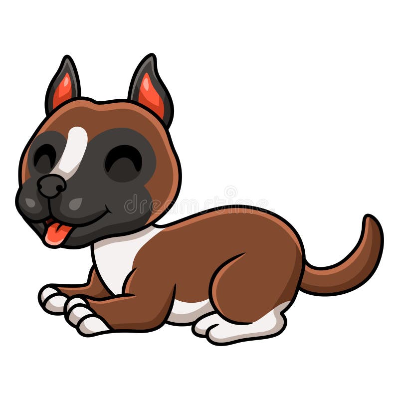 Cute Little Boxer Dog Cartoon Stock Vector - Illustration of canine ...