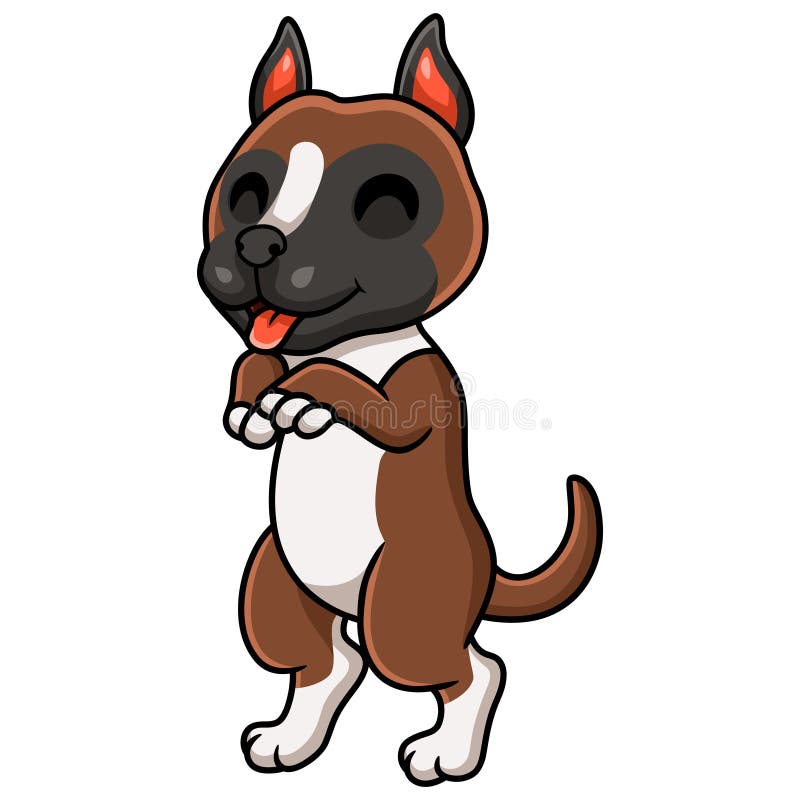 Cute Little Boxer Dog Cartoon Stock Vector - Illustration of german ...