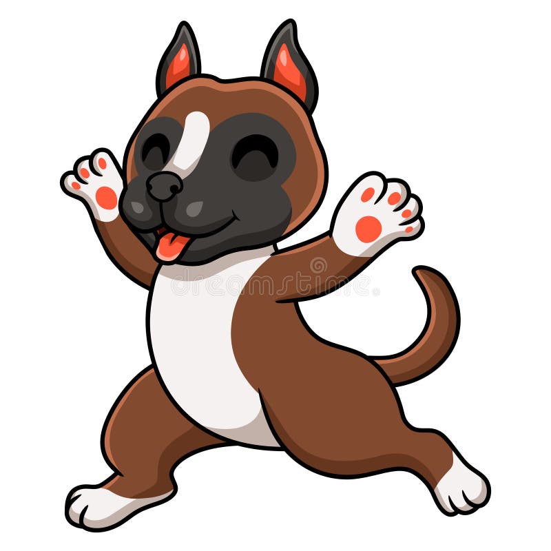 Cute Little Boxer Dog Cartoon Running Stock Vector - Illustration of ...