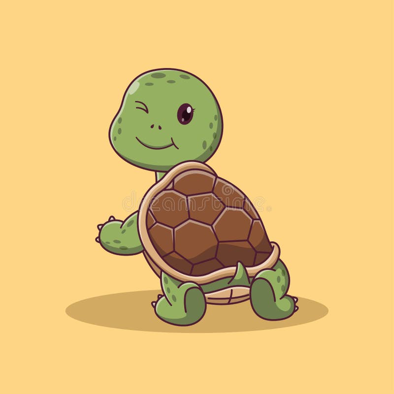 Cute Turtle Cartoon Laughing and Lying Down. Turtle Icon Concept. Flat ...
