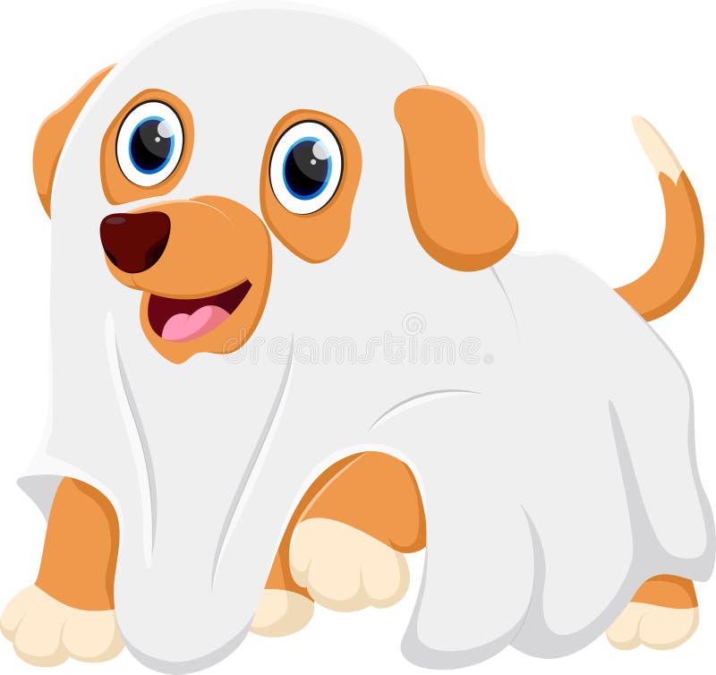 Cartoon Dog Dressed a Halloween Costume As a Spooky Ghost Stock Vector ...