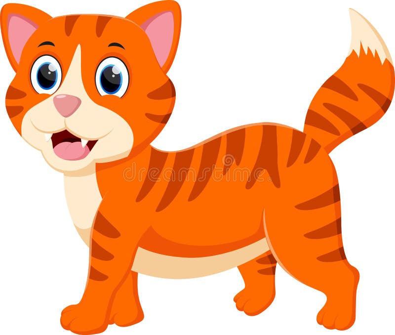 Cute Orange Cat Cartoon Isolated on White Background Stock Illustration ...