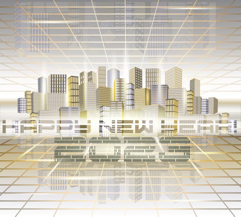 Happy New 2023 Year in Futuristic City, Abstract Architecture ...