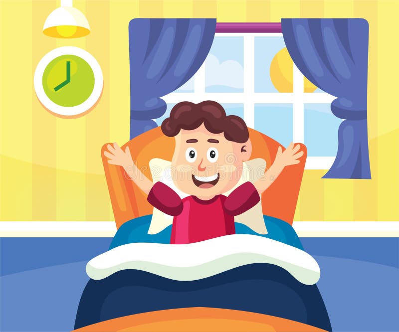 Children Morning Routine Illustration Wake Up Stock Vector ...