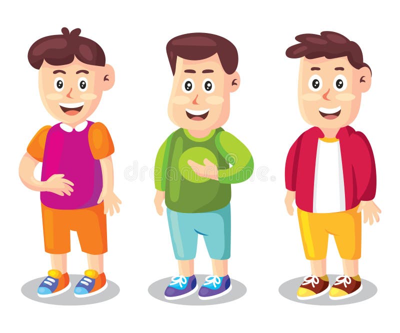 Cute Children Boy Character Bundle Stock Vector - Illustration of young ...