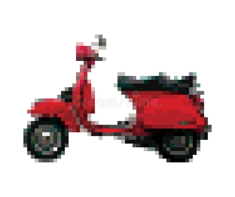 Pixel Art Style Image of Red Scooter Stock Vector - Illustration of ...