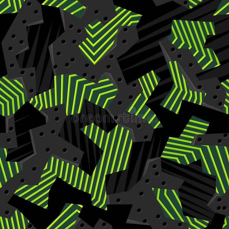 Fashionable Geometric Camouflage Pattern. Seamless Techno Texture. Camo ...