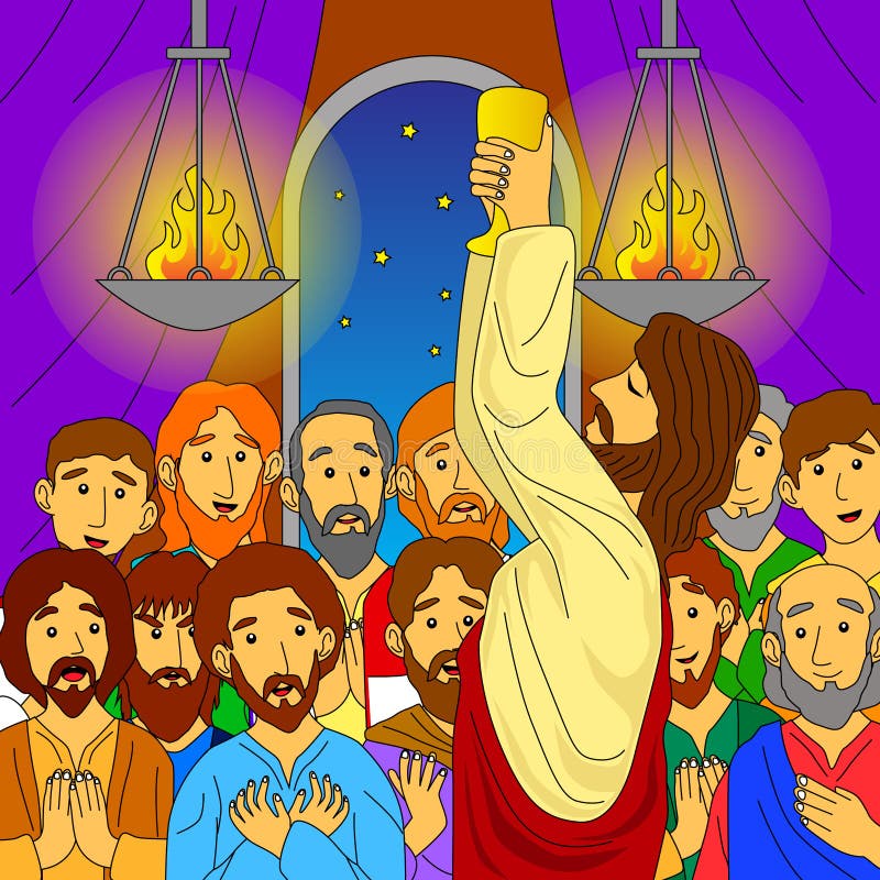 Jesus Celebrates the Last Supper with the Disciples Stock Vector ...