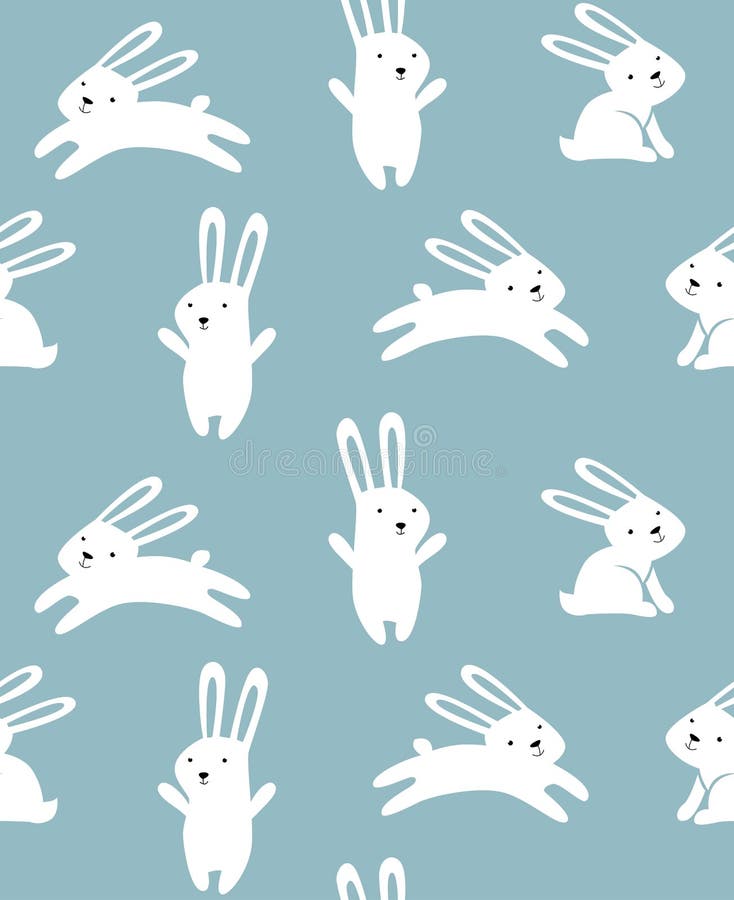 Lovely Rabbits Blue Pattern Stock Illustrations – 205 Lovely Rabbits ...