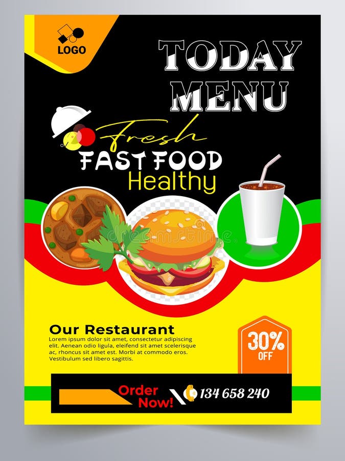 Burger Fast Food Flyer, Restaurant Food Template, Todays Menu Cover ...