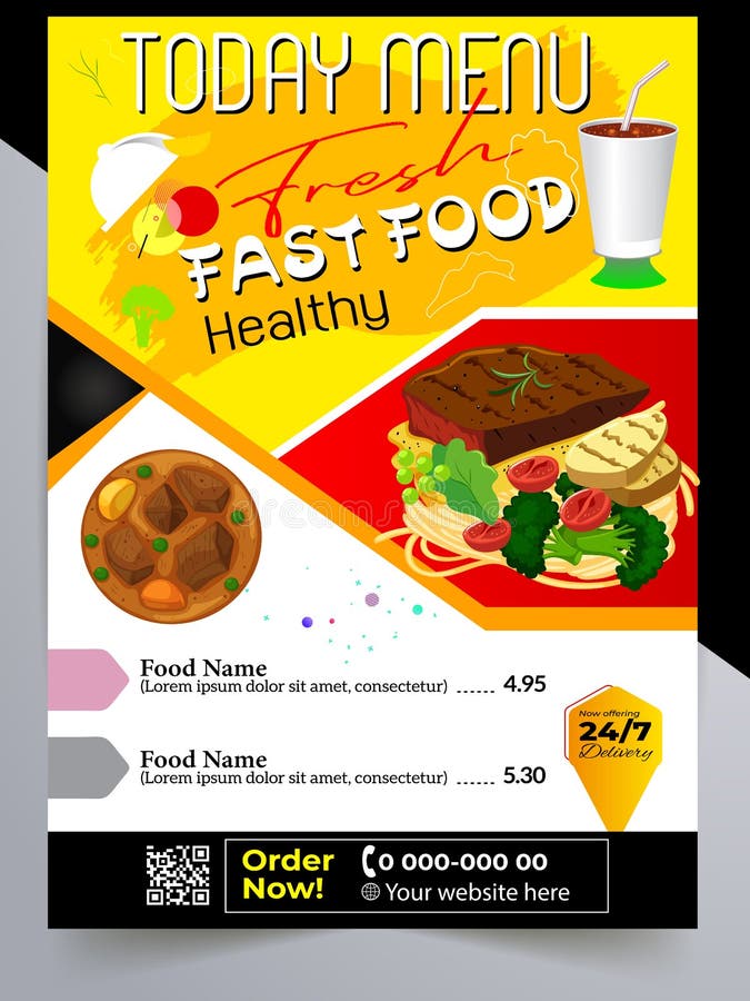 Burger Fast Food Flyer, Restaurant Food Template, Todays Menu Cover ...