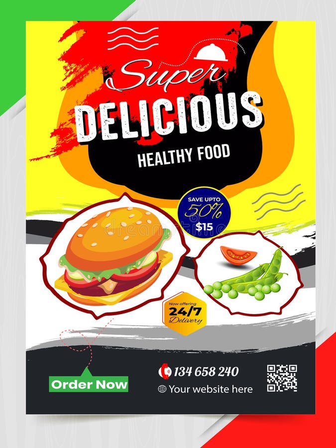 Healthy Fast Food Poster Healthy Fast Food Social Media Post Template.
