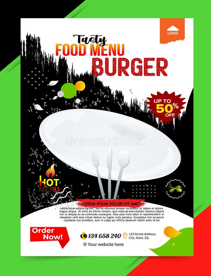 Burger Fast Food Flyer, Restaurant Food Template, Todays Menu Cover ...