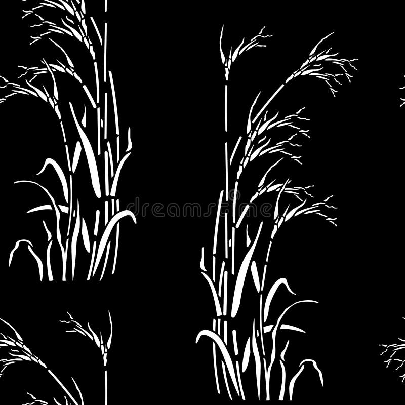 Seamless Delicate Pattern with Abstract Bamboo Silhouette. Black White ...