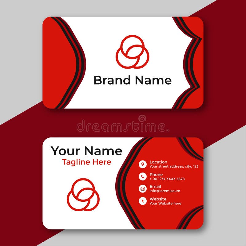 Modern Clean Elegant Business Card Template Design Red, Black and White ...