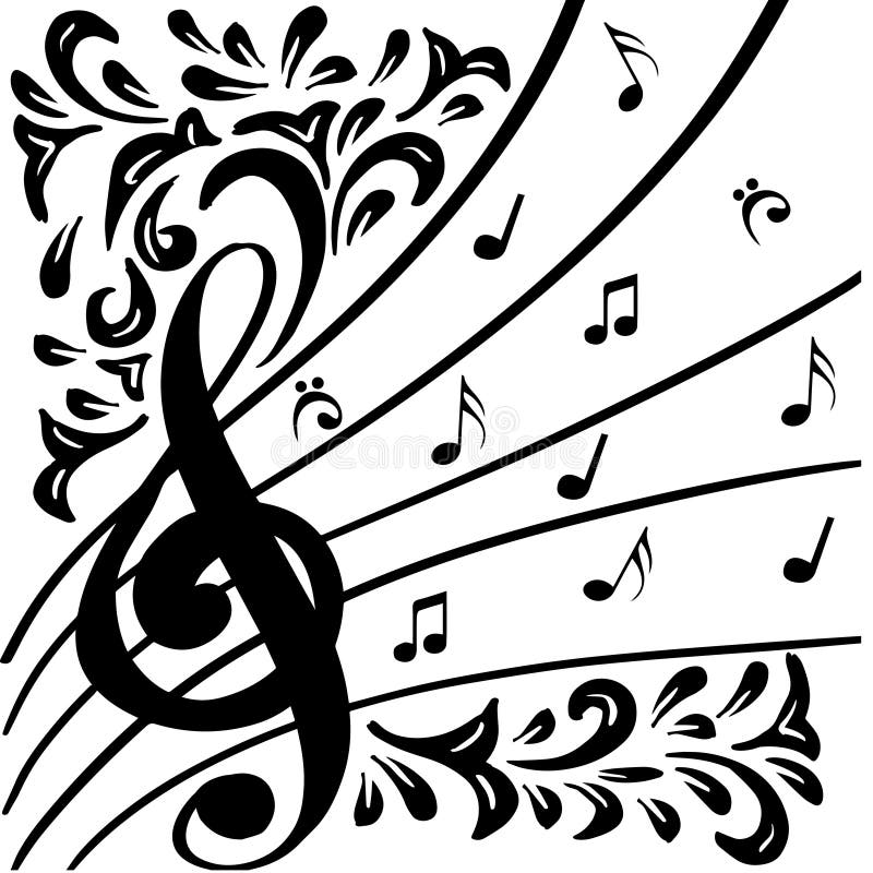 Hand Drawing Doodle Treble Clef Stock Vector - Illustration of abstract ...