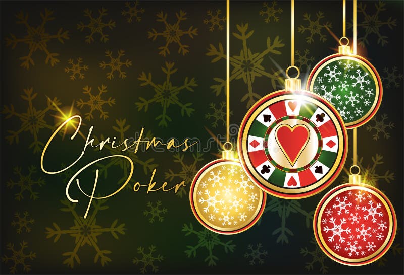 Happy New Year. Christmas Casino Banner with Hearts Poker Chip, Vector Stock Vector ...