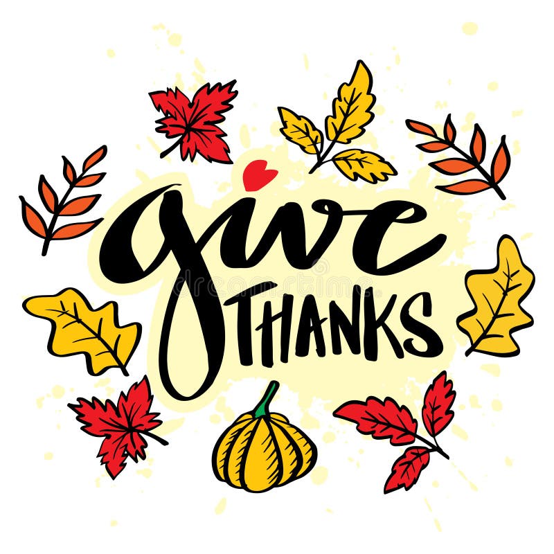 Give Thanks Hand Lettering Greeting Card. Stock Illustration ...