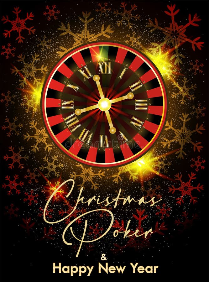 Happy New Year Greeting Card. Christmas Casino Roulette, Vector Stock ...