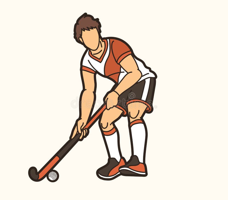 Field Hockey Sport Male Player Action Cartoon Graphic Vector Stock ...