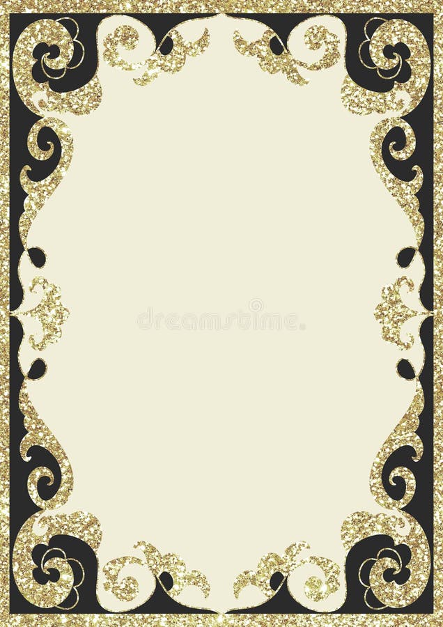 Decorative Golden Glitter Floral Frame Vertical Format with Text Place ...