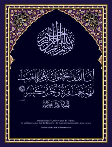 Islamic Calligraphy from the Quran Surah Al-Mulk -12. Stock Vector ...
