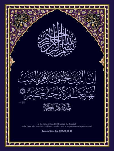 Islamic Calligraphy from the Quran Surah Al-Mulk -12. Stock Vector ...