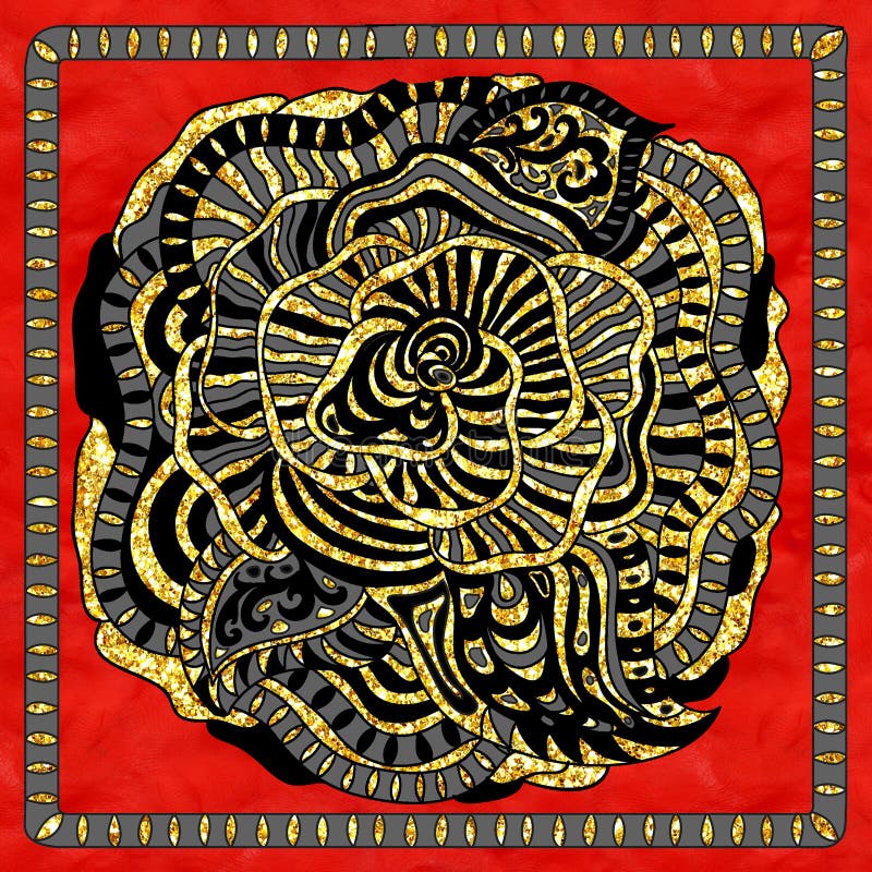 Decorative Golden ROSE Floral Wall Art Tile Square Format Stock ...