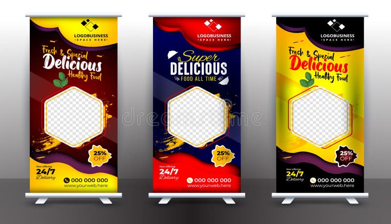 Food and Restaurant Roll Up Banner Design, Standee Food Design Banner ...