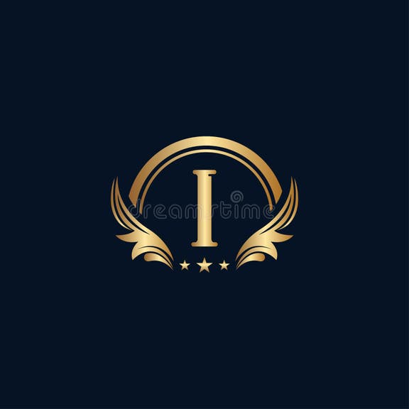 Luxury Letter I Logo Royal Gold Star Stock Vector - Illustration of ...