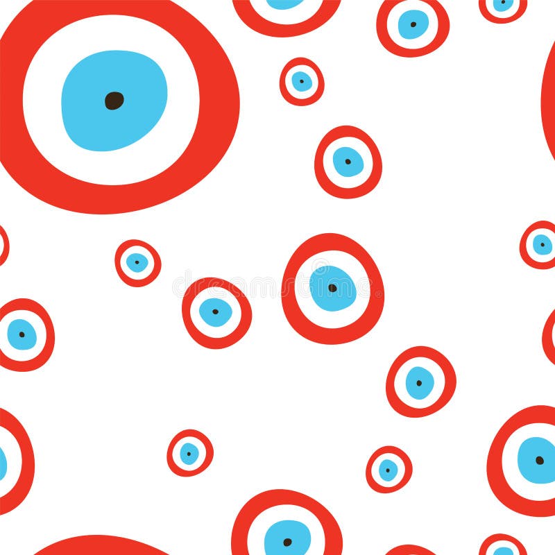 Seamless Pattern Vector with Red Evil Eye and Blue Center Stock Vector ...