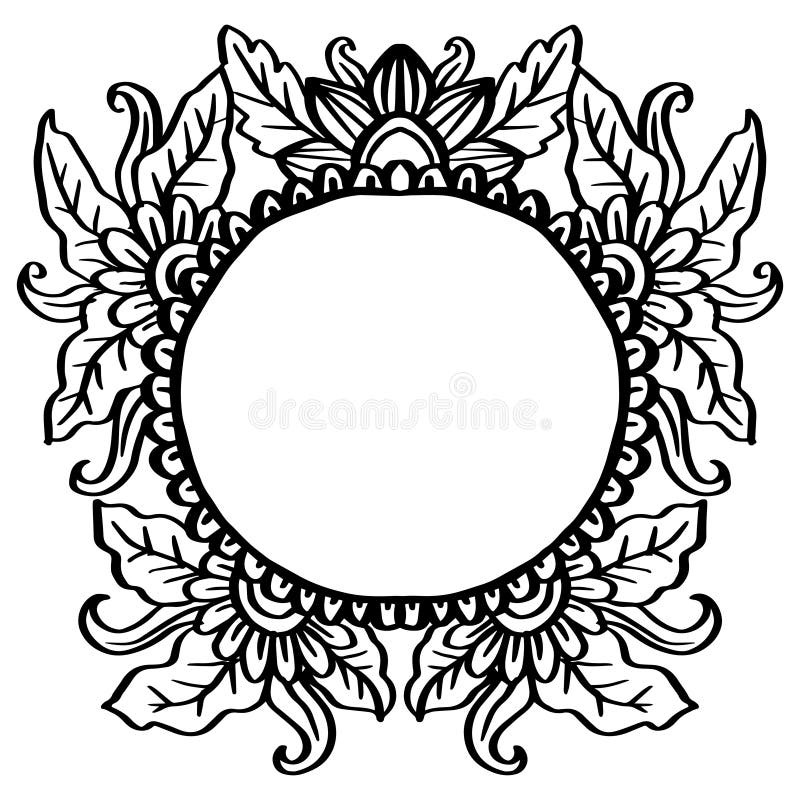 Hand Drawing Beautiful Flower Circle Frame Stock Illustration ...