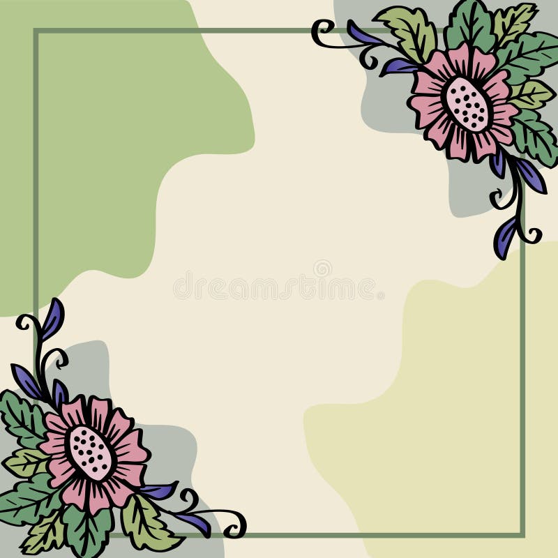 Floral Frame with Hand Drawn Flowers Stock Illustration - Illustration ...