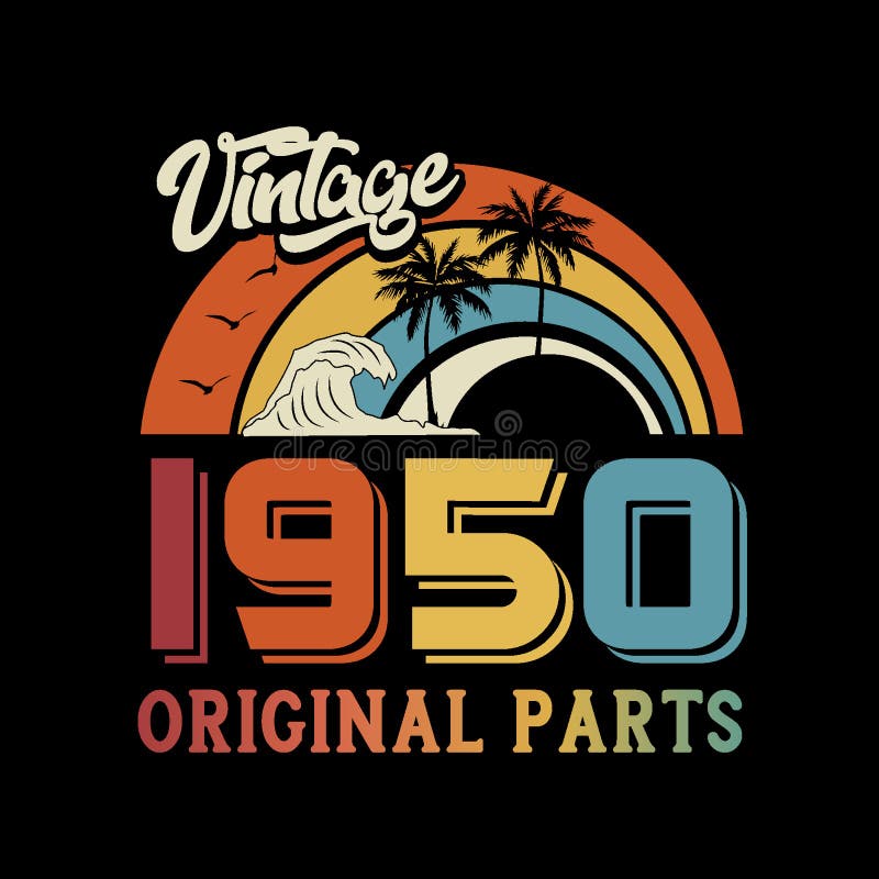 1950 Vintage Retro Design Vector Black Background Vector Gaphic Stock ...