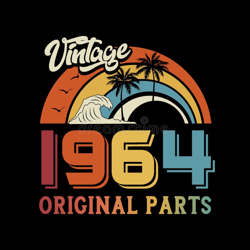 1964 Vintage Retro Design Vector Black Background Vector Gaphic Stock ...