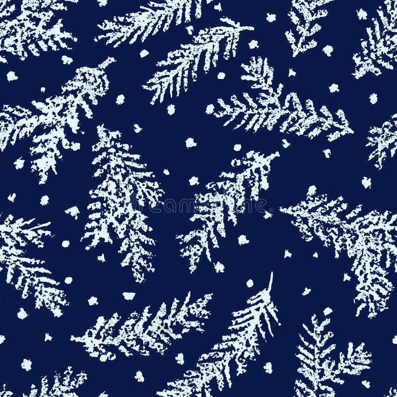 Seamless Christmas Pattern of Cute Fir Branches. Like Child Hand ...