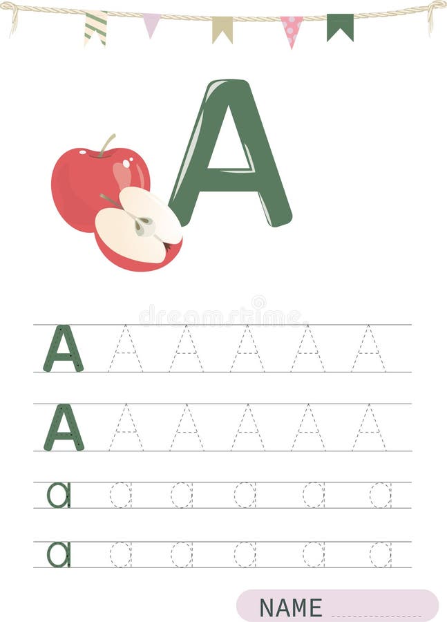 Alphabet Worksheet. Letter a. Handwriting Workbook for Children Stock ...