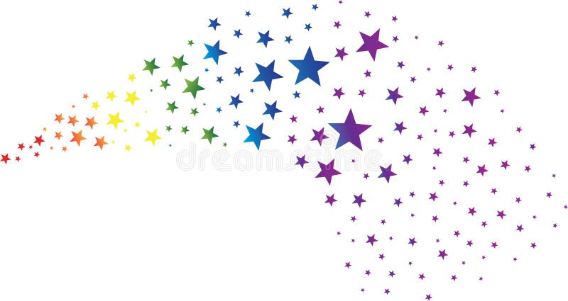 Rainbow Colored Star Design with Stardust Stock Illustration ...