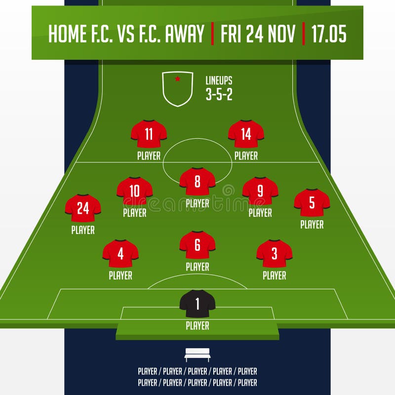 Football Team Formation, Starting List or Lineups Infographic Template ...