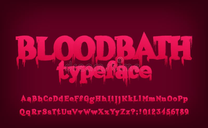 Bloodbath Alphabet Font. Hand Drawn Blood Letters and Numbers Stock ...