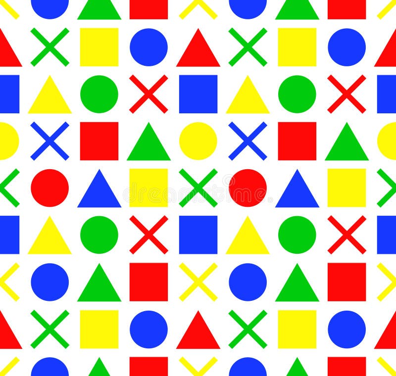 Geometric Figures Consist of Squares, Triangles, Circles, and Crosses ...