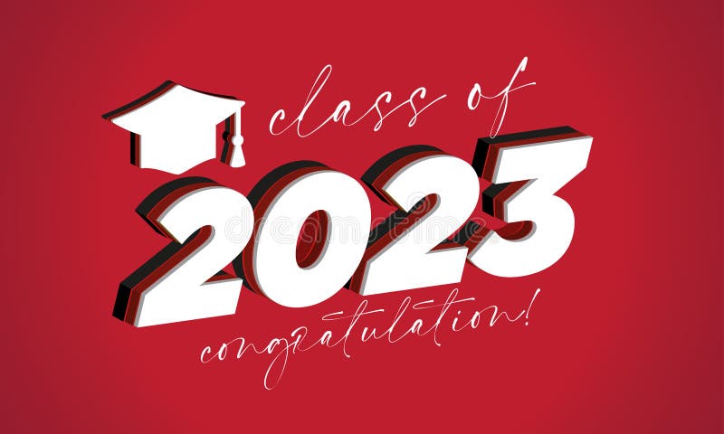 Class 2023. Stylized Inscription with the Year and the Graduate`s Cap ...