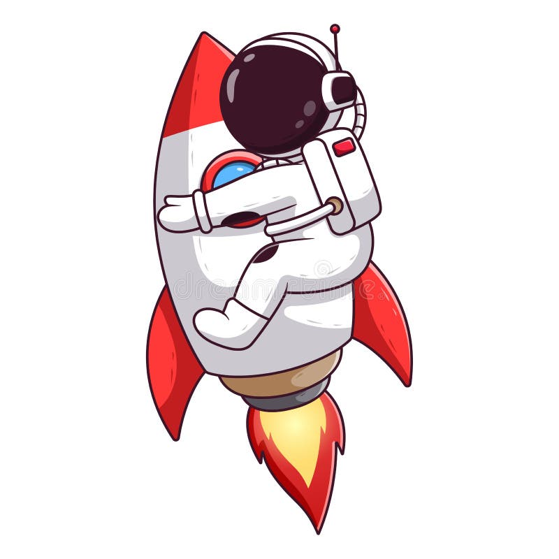 Cute Astronaut Flying with a Rocket. Astronaut Icon Concept. Flat ...