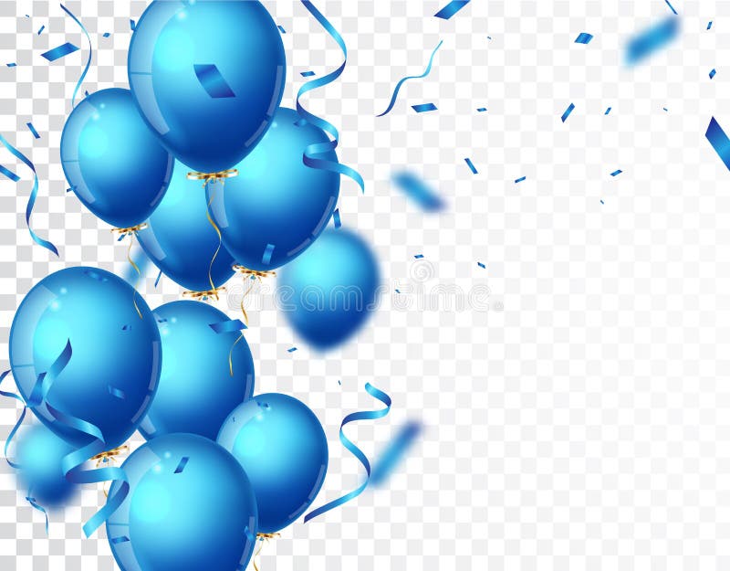 Birthday Celebrations Banner with Blue Balloons and Confetti Stock ...