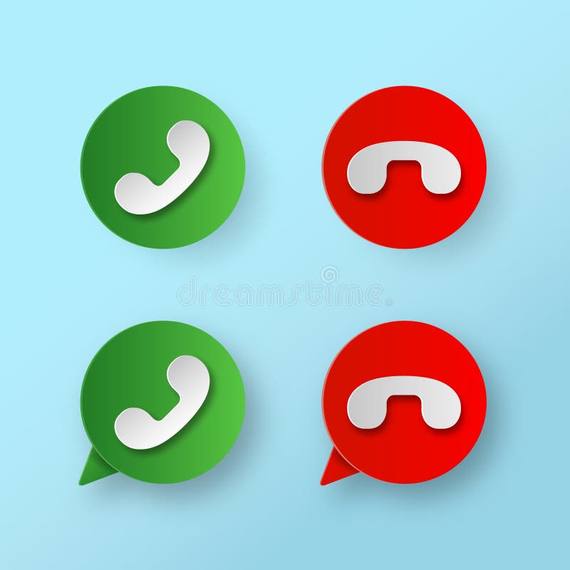 Accept and Decline Phone Icons. Answer and Reject Symbol Green and Red ...