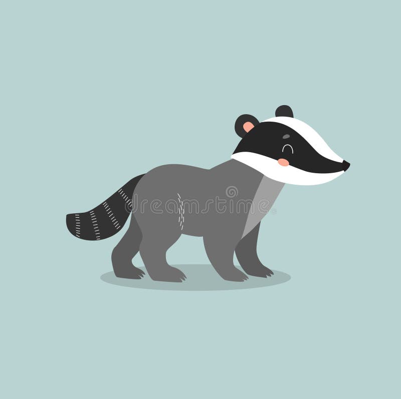 Print. Cartoon Badger. Forest Animal. Cute Badger Stock Vector ...